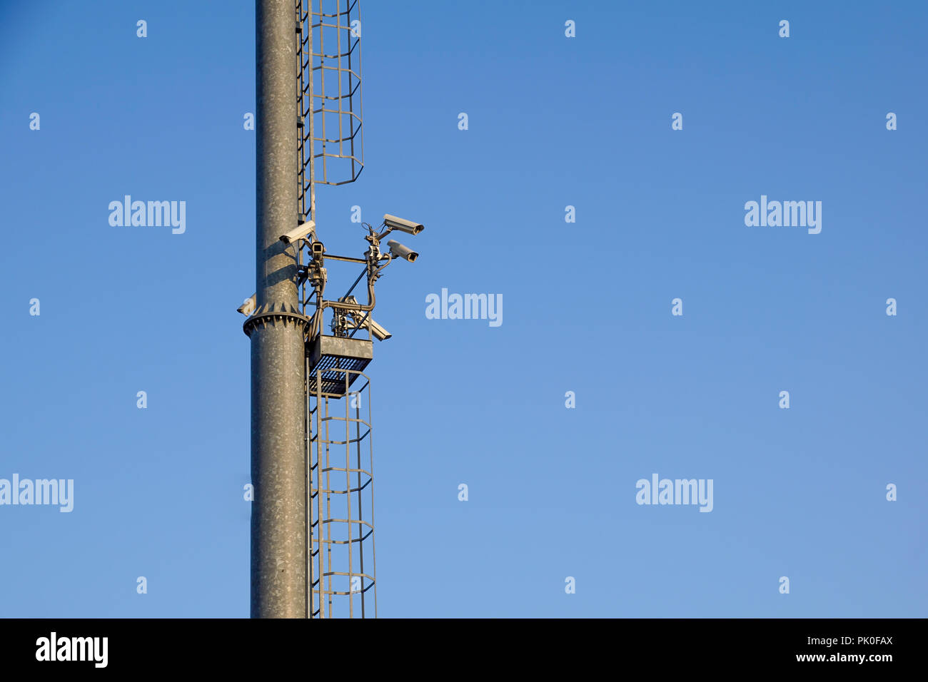 light pole whith security camera .cctv video surveillance Stock Photo ...