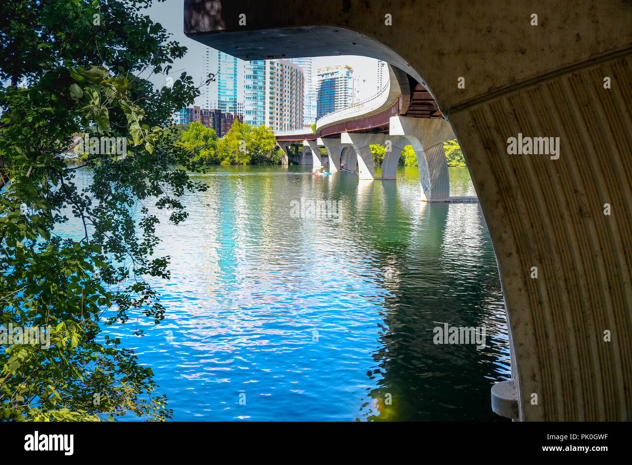 Pedestrian Bridge over Ladybird Lake Austin Texas Stock Photo - Alamy