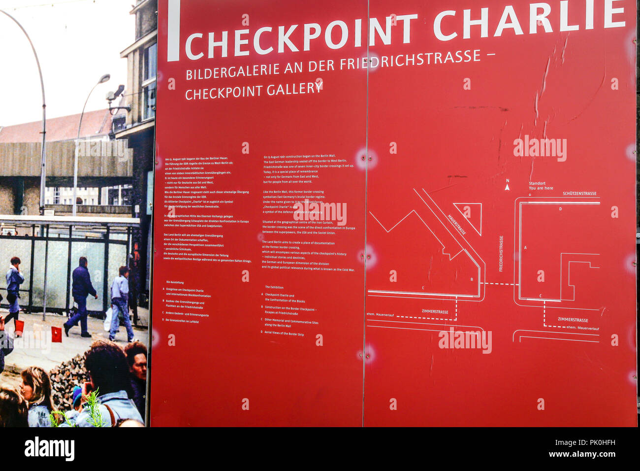 Billboards at the Checkpoint Charlie Museum in Berlin, Germany Stock ...