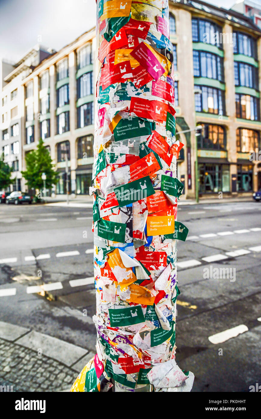 Set of traffic light poles covered in stickers for the Museum for ...