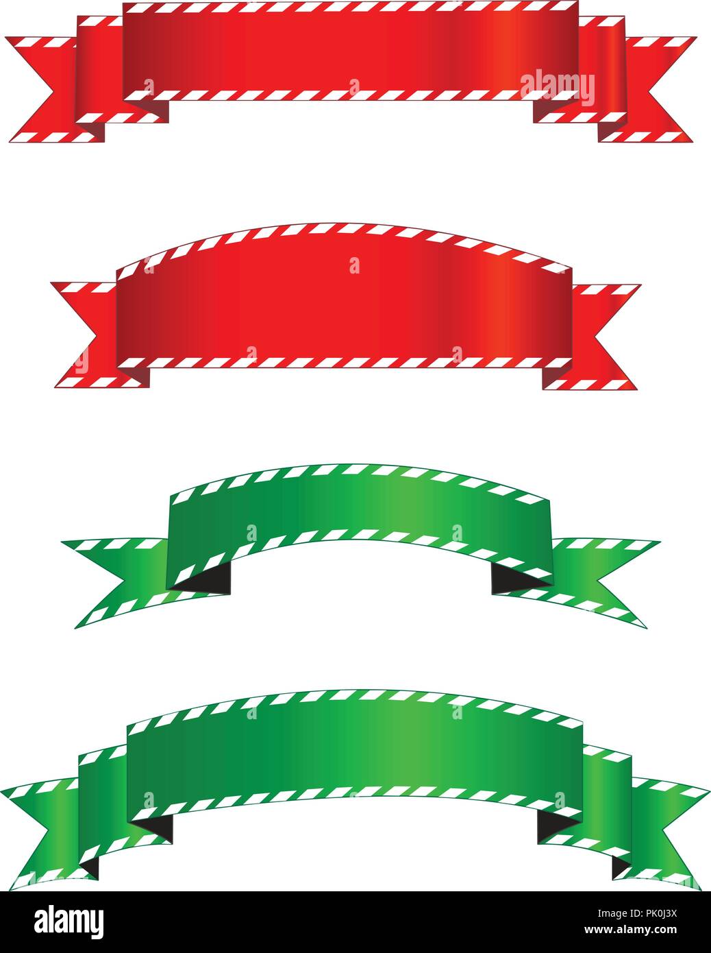 Set of different shape red and green christmas banners. candy cane ...