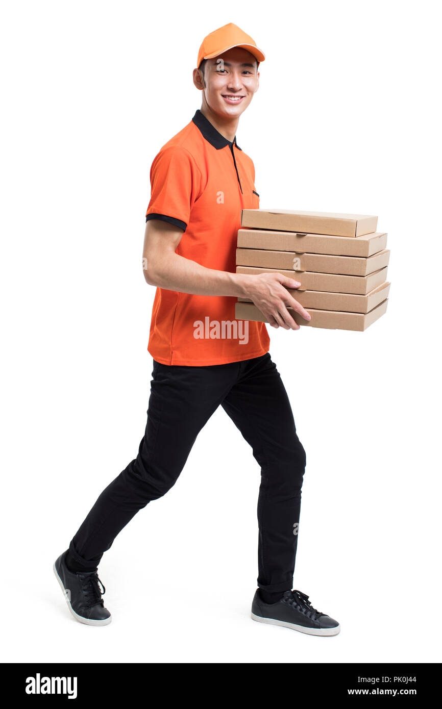Food delivery man working Cut Out Stock Images & Pictures - Alamy