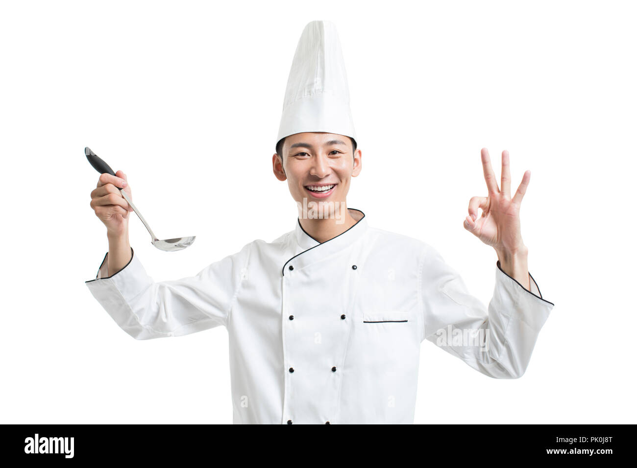 Chef holding ladle smiling hi-res stock photography and images - Alamy