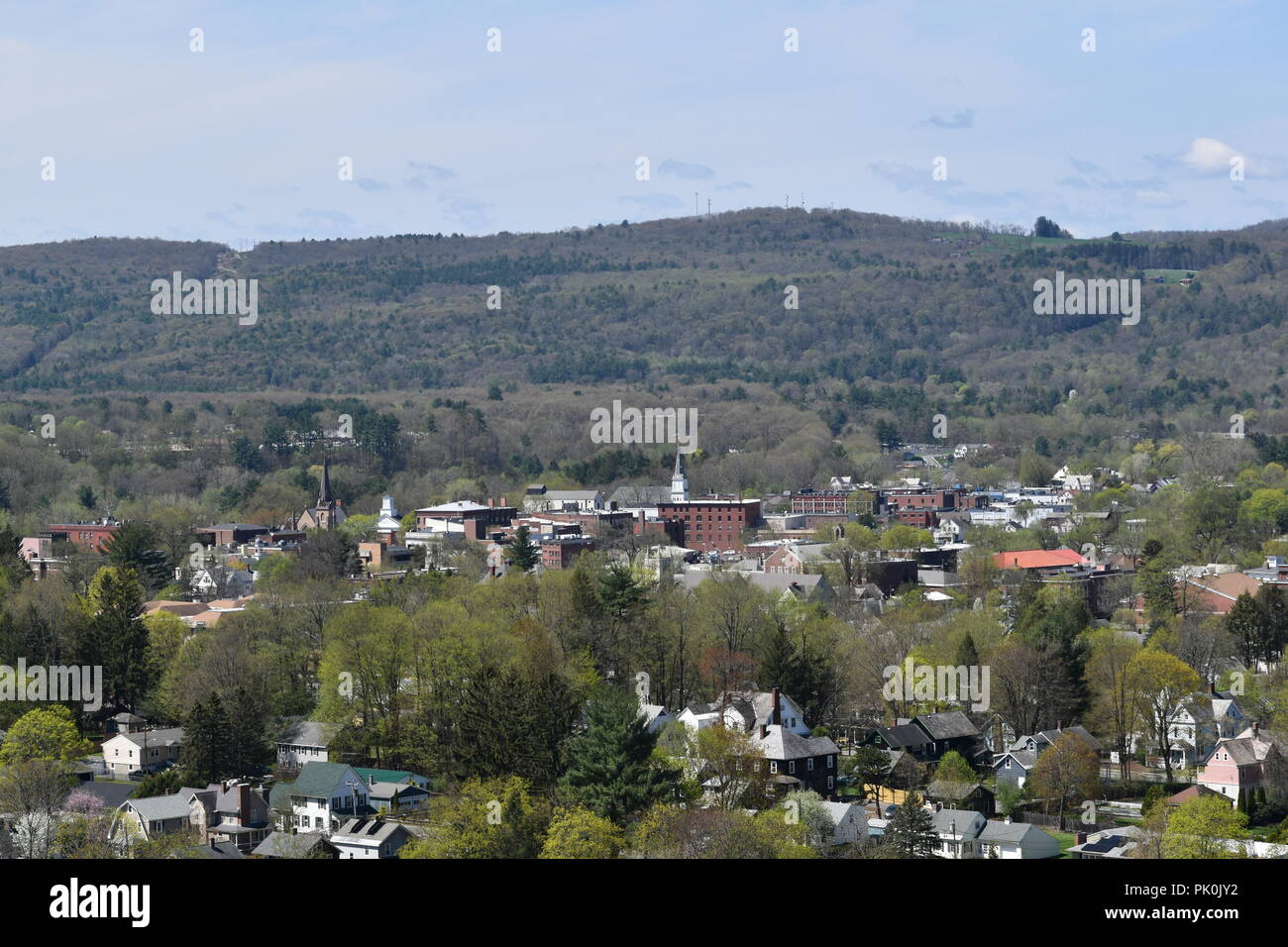 The view of the tower and skyline seen from the Poets Seat mountain top ...