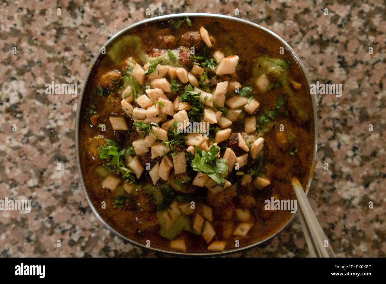 Chole tikki chaat (chickpeas patties) is a popular street food of India ...