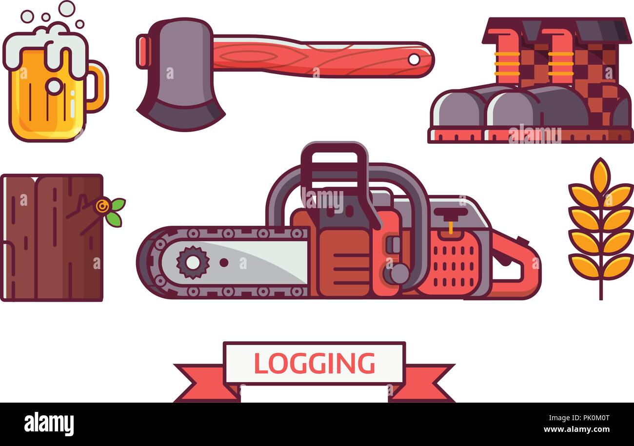 Lumberjack and Logging Icon Set Stock Vector Image & Art - Alamy