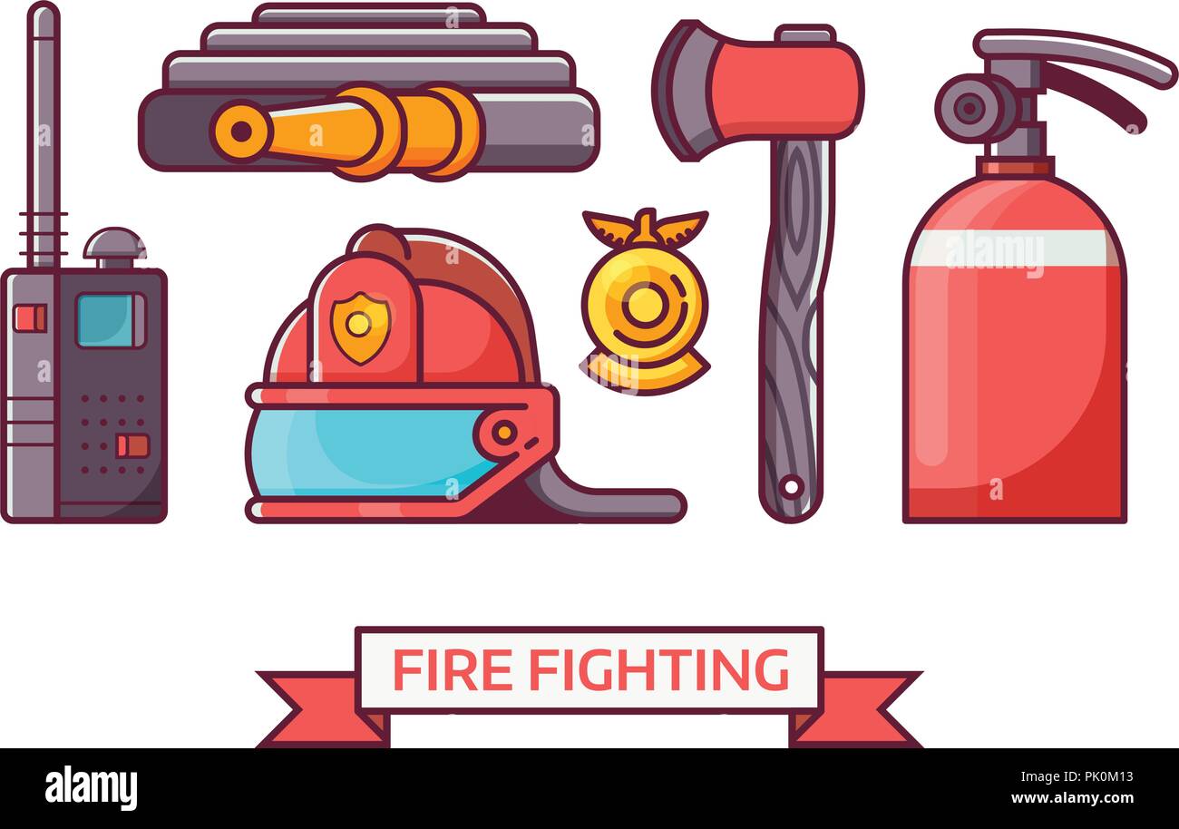 Firefighting Icons and Elements Set Stock Vector Image & Art - Alamy