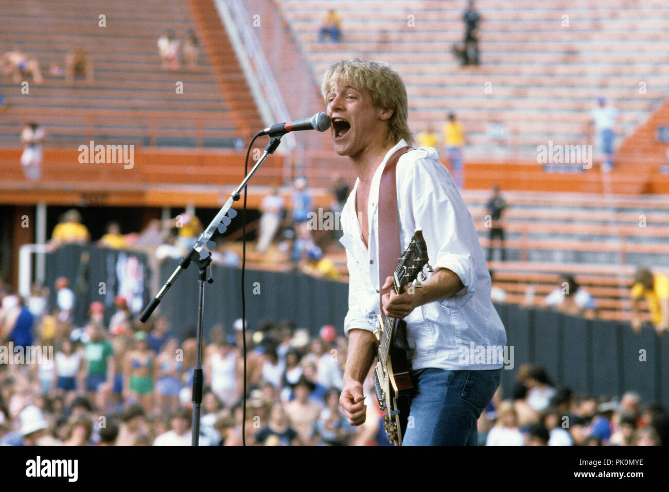 Singer Bryan Adams on stage in Florida in November 1982. | usage ...