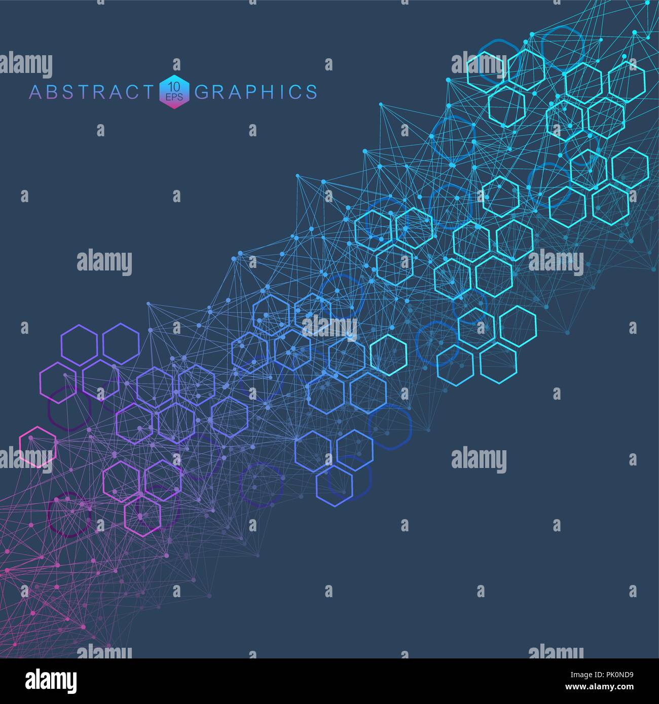 Hexagonal abstract background. Big Data Visualization. Global network connection. Medical ...