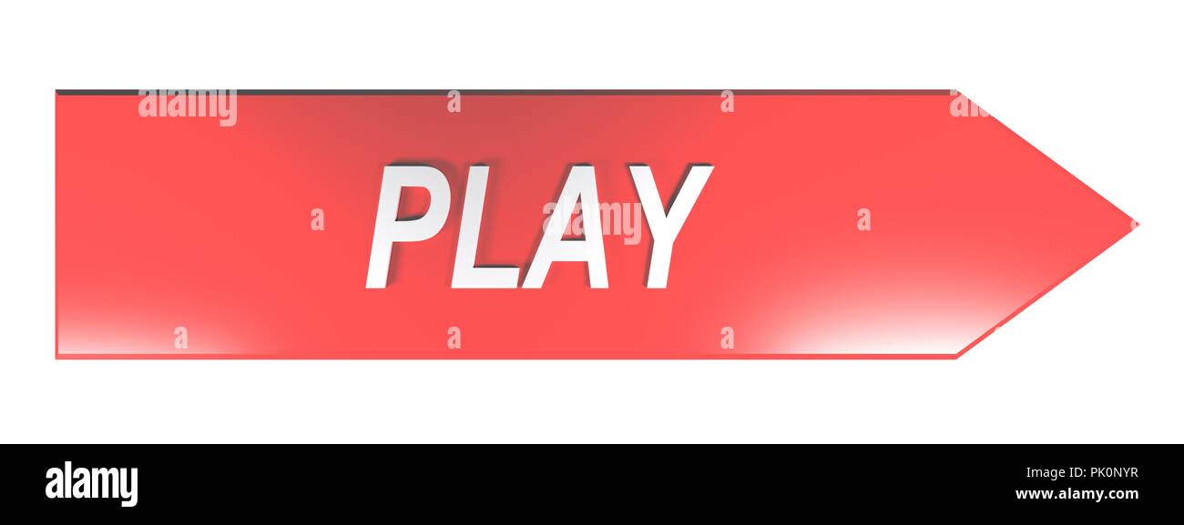 PLAY on red arrow - 3D rendering Stock Photo - Alamy