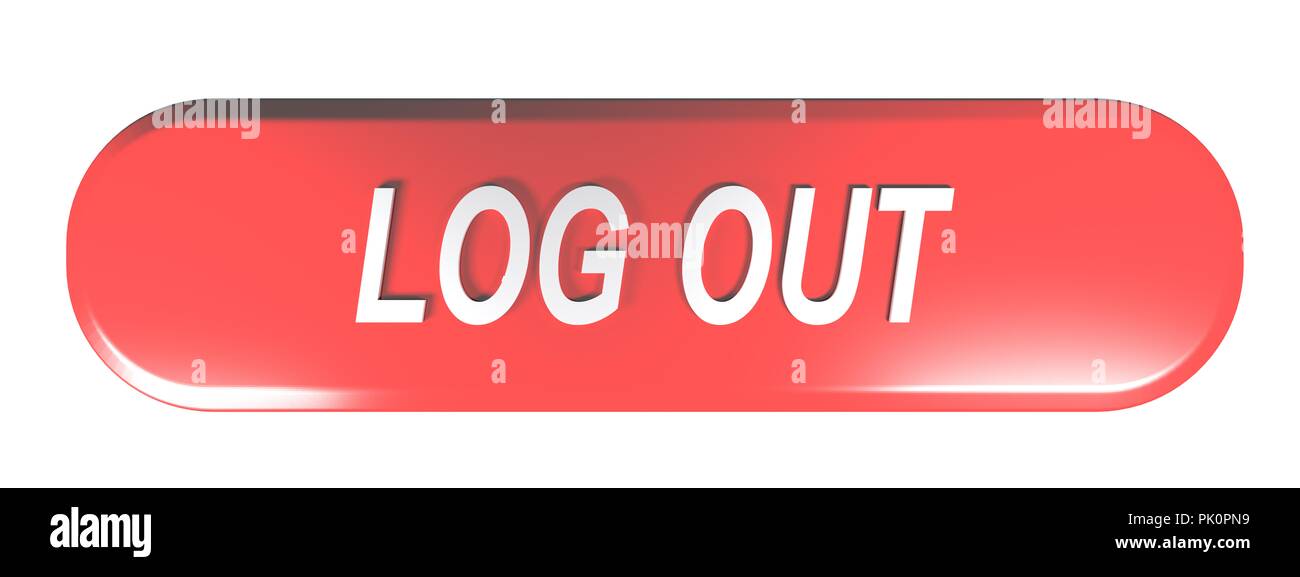 Red rounded rectangle push button to LOG OUT - 3D rendering Stock Photo ...