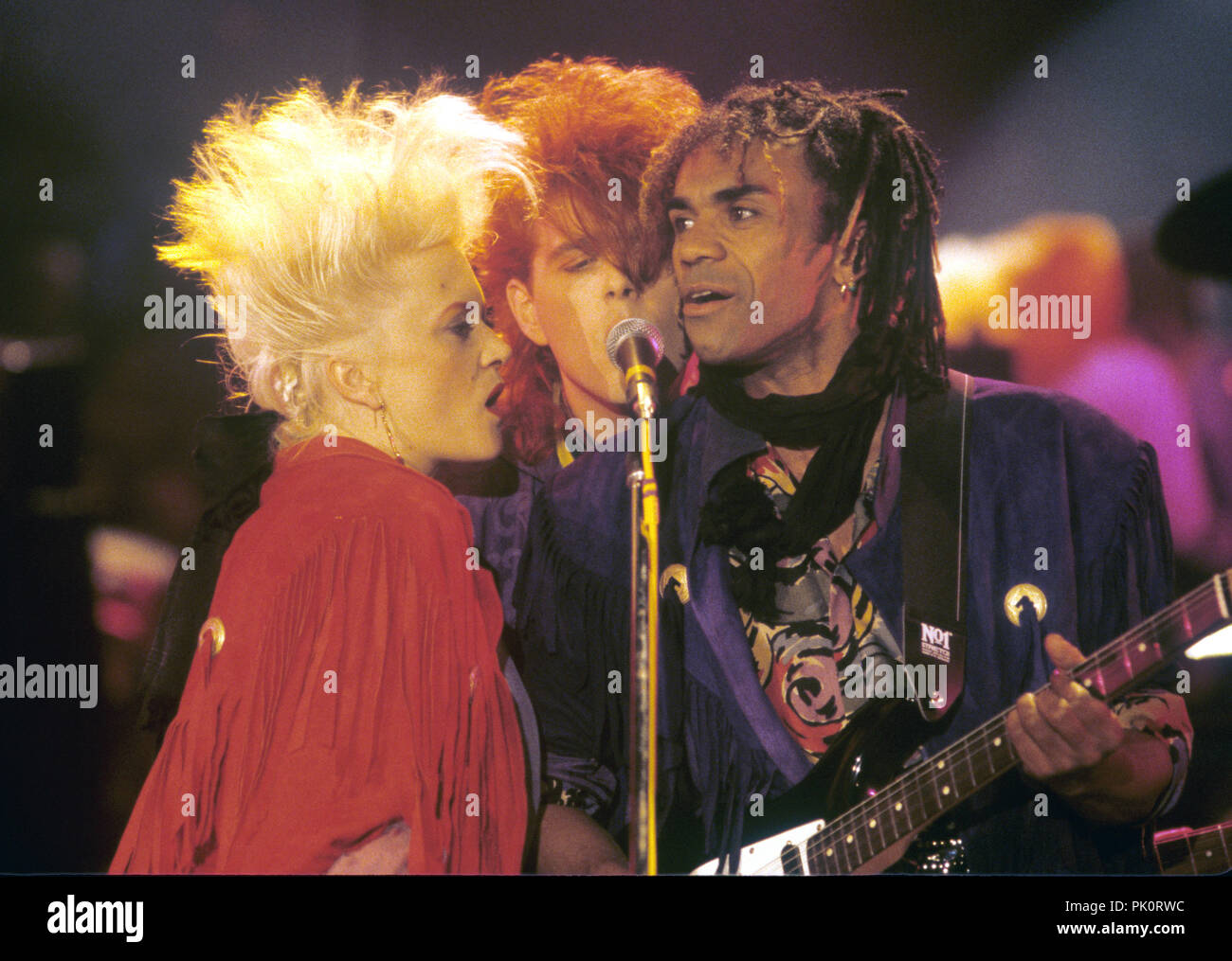 Thompson Twins (singer Tom Bailey) on 07.10.1985 in Lippstadt. | usage ...