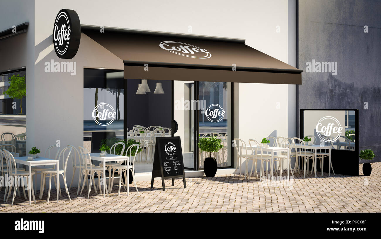 café facade 3d rendering Stock Photo - Alamy