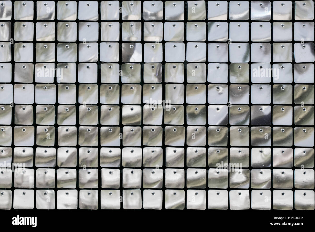 Decorative ornament wall of shiny mirror silver squares Stock Photo - Alamy