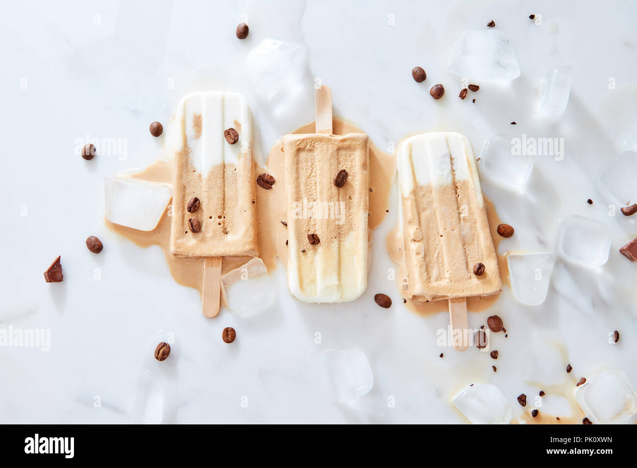 Summer healthy vegan frozen melting coffee latte popsicles with coffee ...