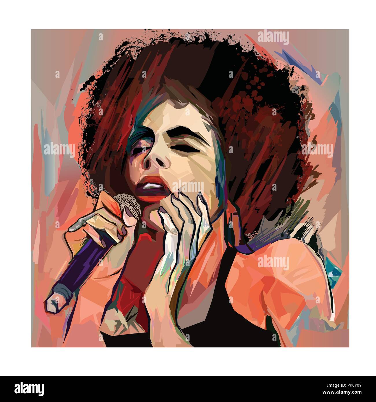 Jazz singer with microphone - vector illustration Stock Vector Image ...