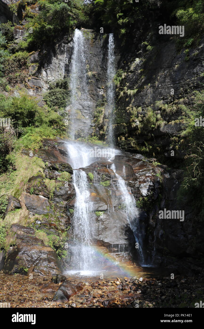 Beautiful Waterfall Is Water Flows Over A Vertical Drop Stock Photo - Alamy