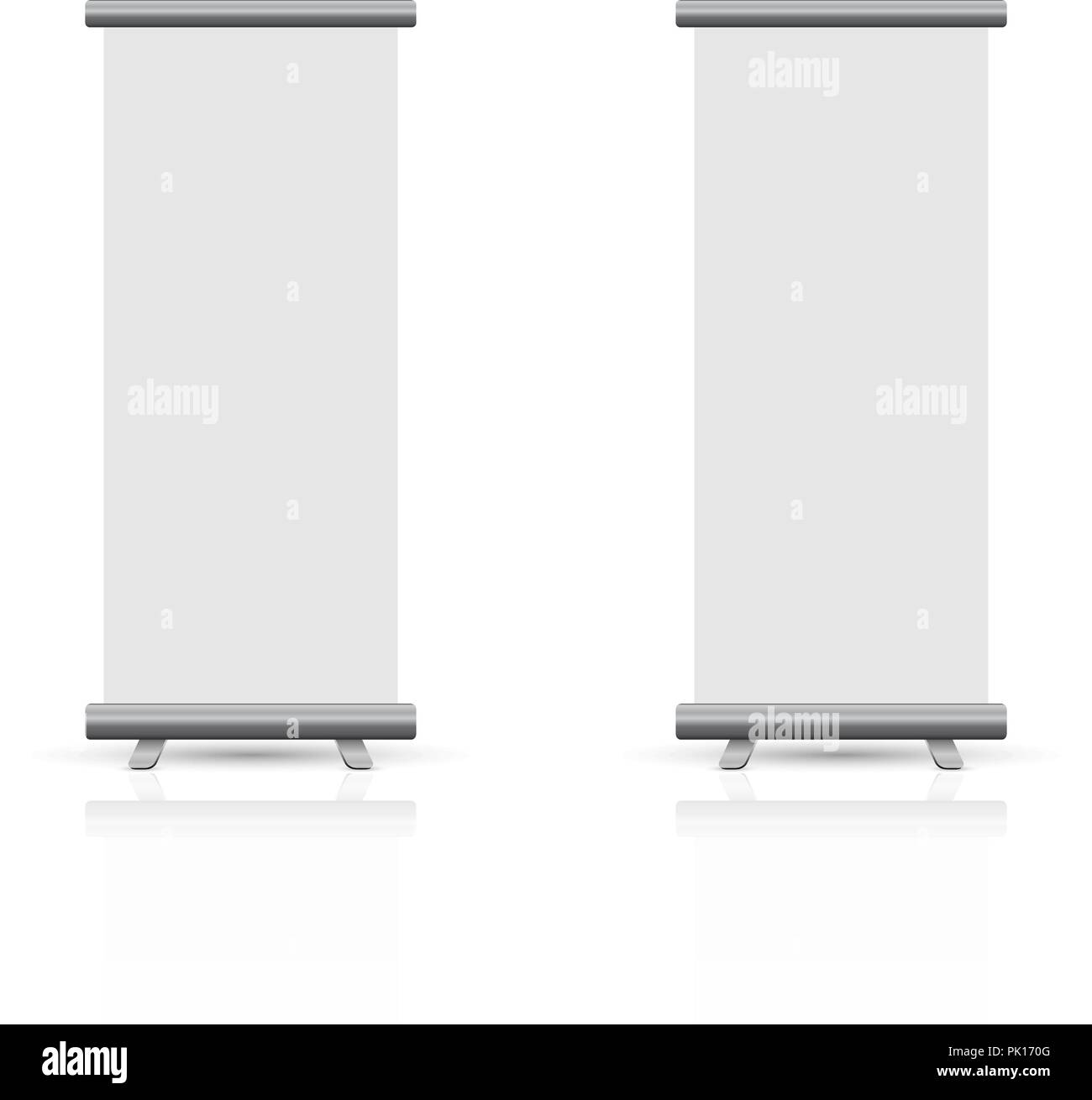 Roll up banner business isolated on white background, stock vector ...