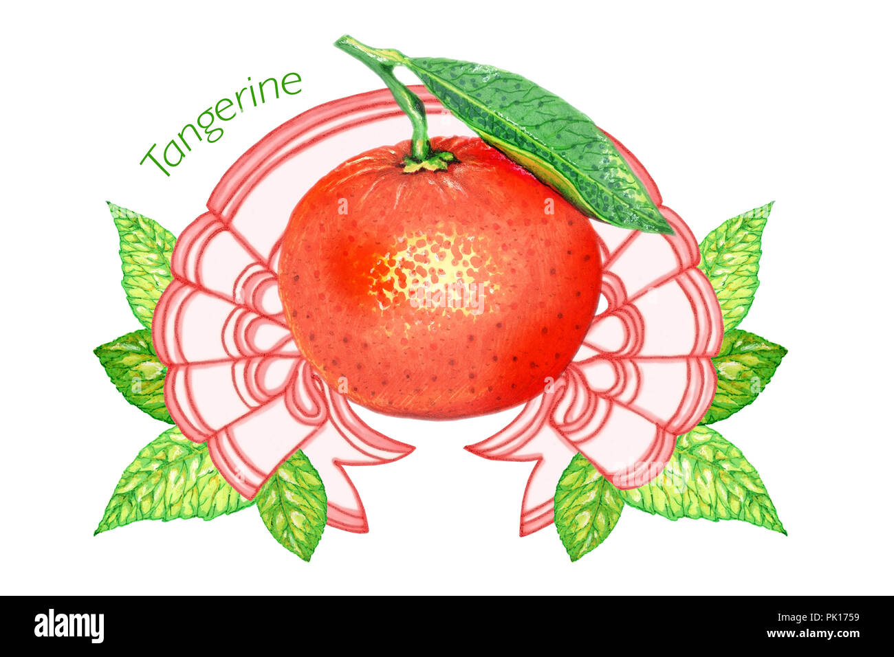 Vignette tape with the Mandarin.For design template, label, symbol ...