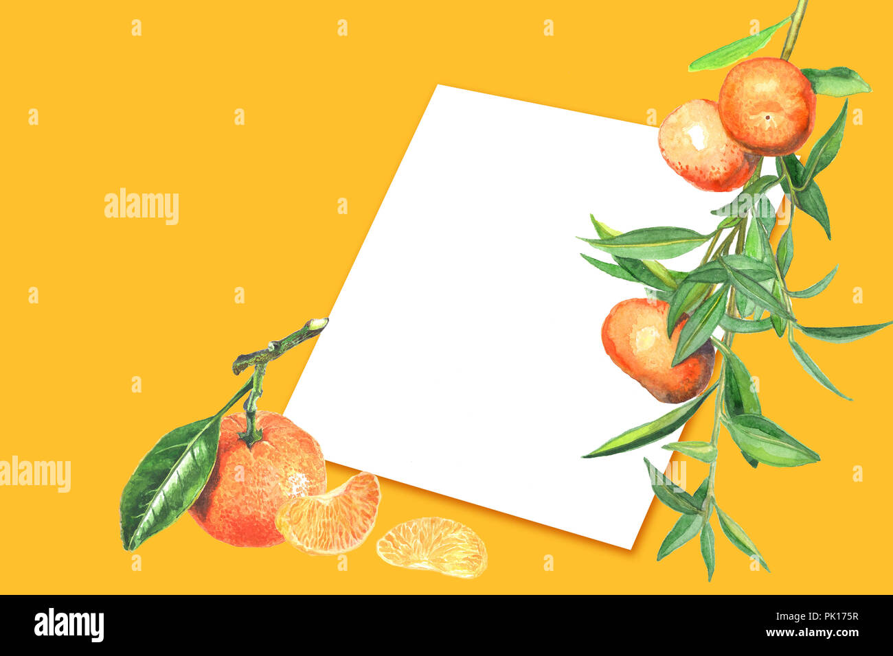 design with tangerine and a blank sheet of paper for labels. Template ...