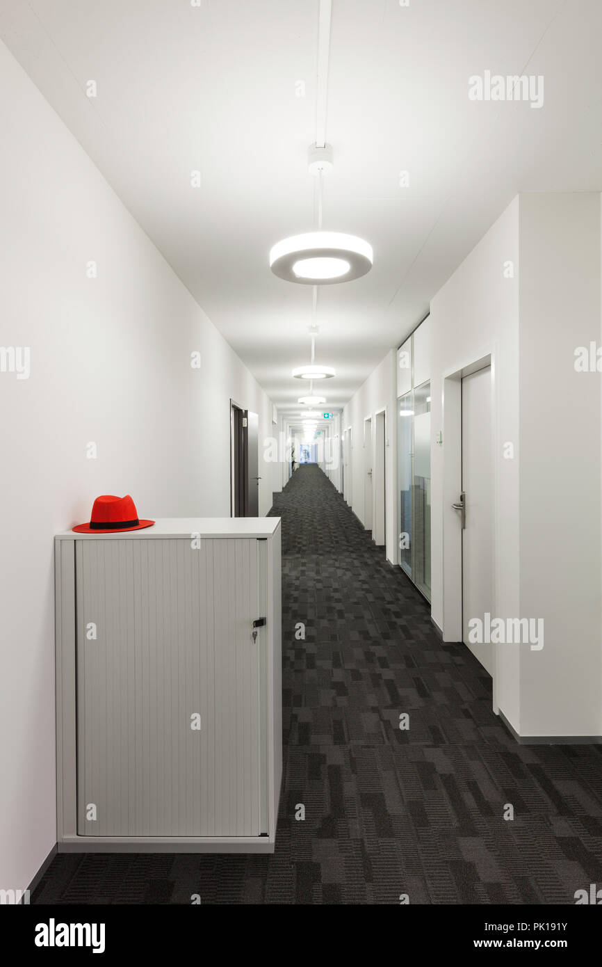 Interior, modern building, long corridor Stock Photo - Alamy