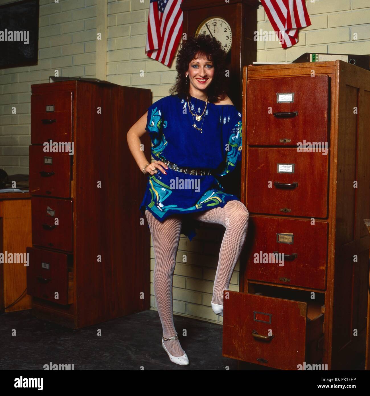 Alisha, amerikanische Sängerin, bei einem Fotoshooting im Studio, 1984 ...