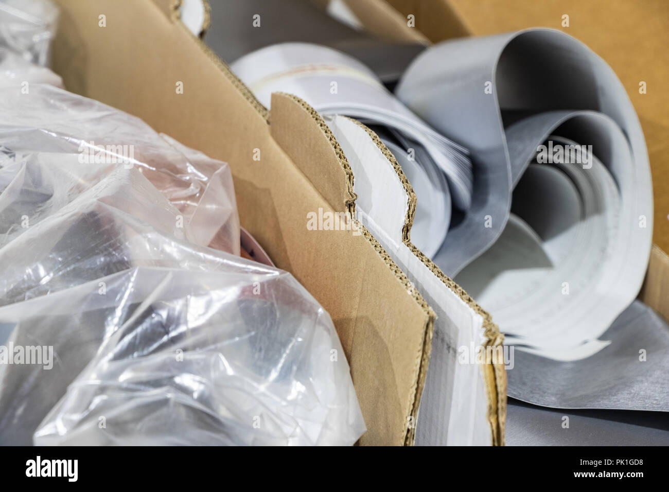 Waste and disposal area in big professional printing facility Stock ...