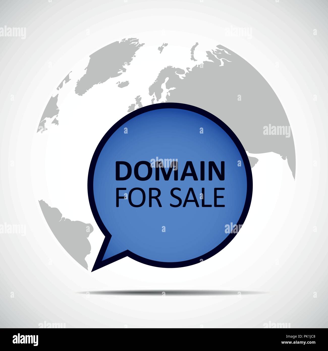 domain for sale blue speach bubble globe vector illustration Stock ...