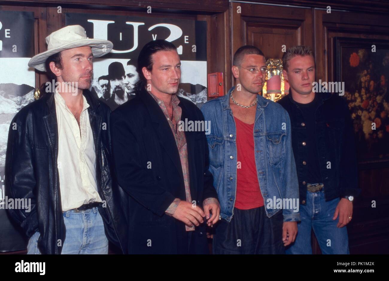 "U2", irische Rockband, bei der Pressekonferenz zum Album "The Joshua ...