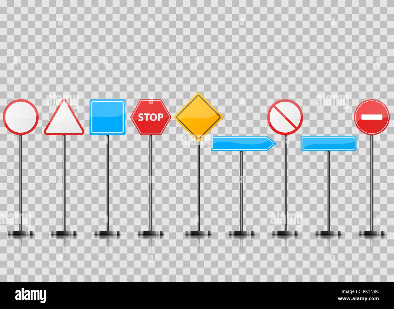 Set realistic road sign. Stop, circle, triangle Stock Vector Image ...