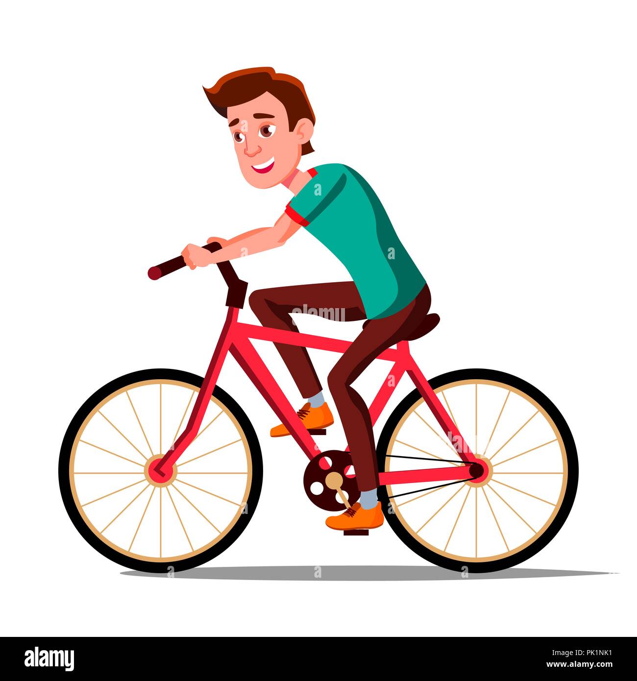 Teen Boy Riding On Bicycle Vector. Healthy Lifestyle. Bikes. Outdoor ...