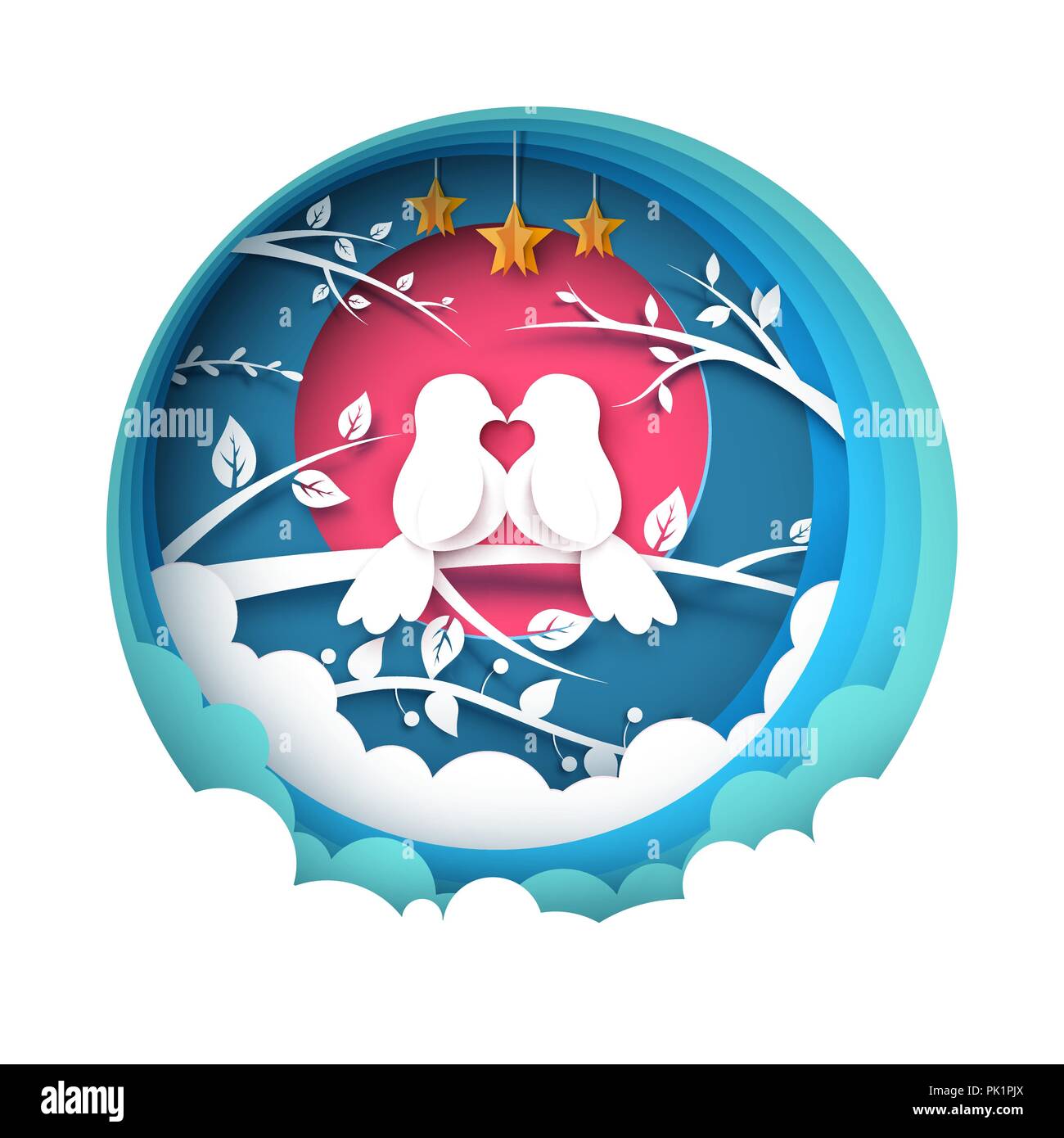 Bird illustration. Cartoon paper landscape Stock Vector Image & Art - Alamy