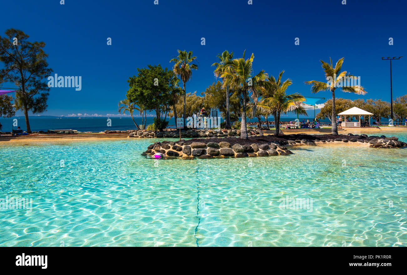Brisbane, AUS - Sept 09, 2018: Settlement Cove Lagoon on the beach on ...