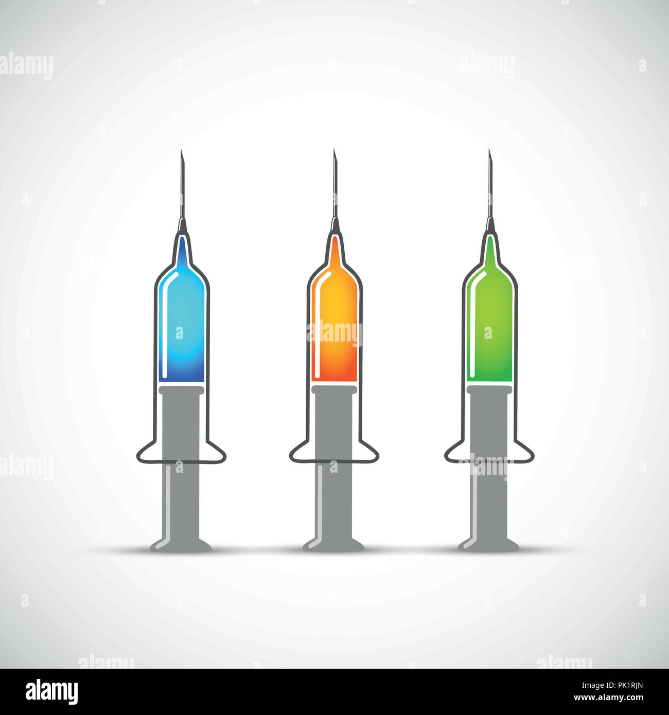 set of colorful syringe for injection with needle icons vector ...