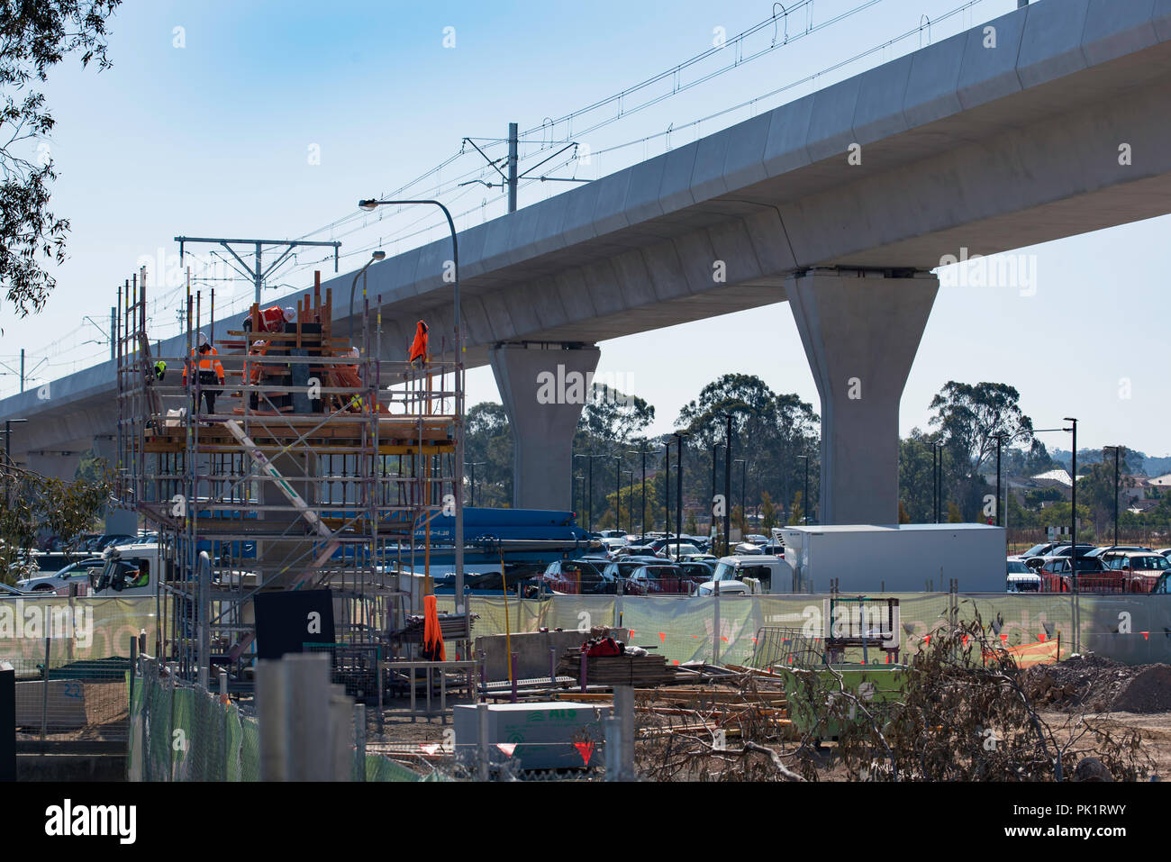 August 2018 Kellyville (Sydney) NSW, Construction of the Sydney Metro ...
