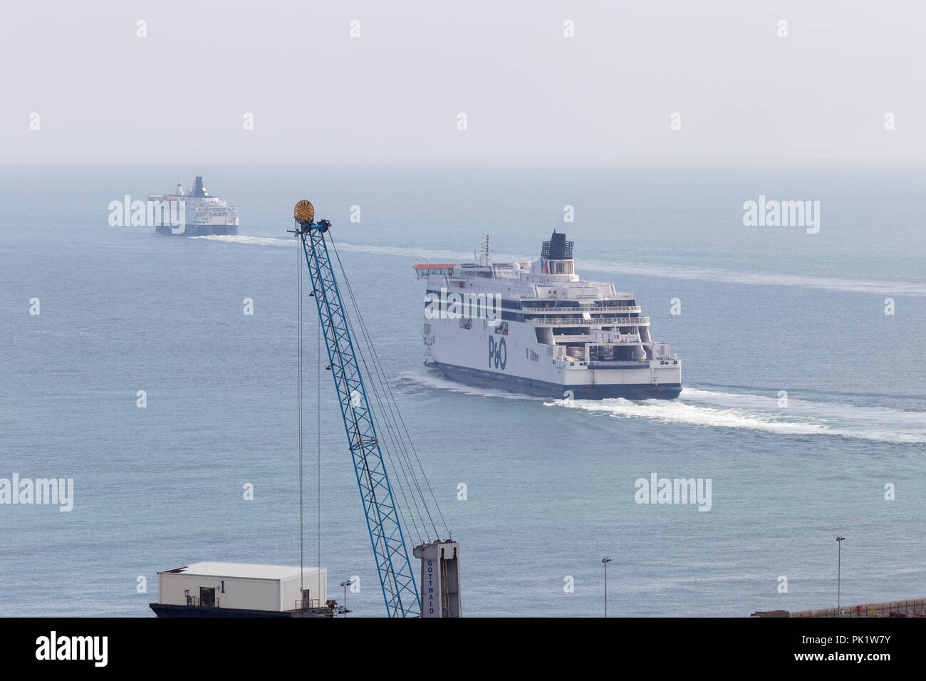 DFDS and P & O Cross Channel Ferries Leaving Port of Dover for France ...
