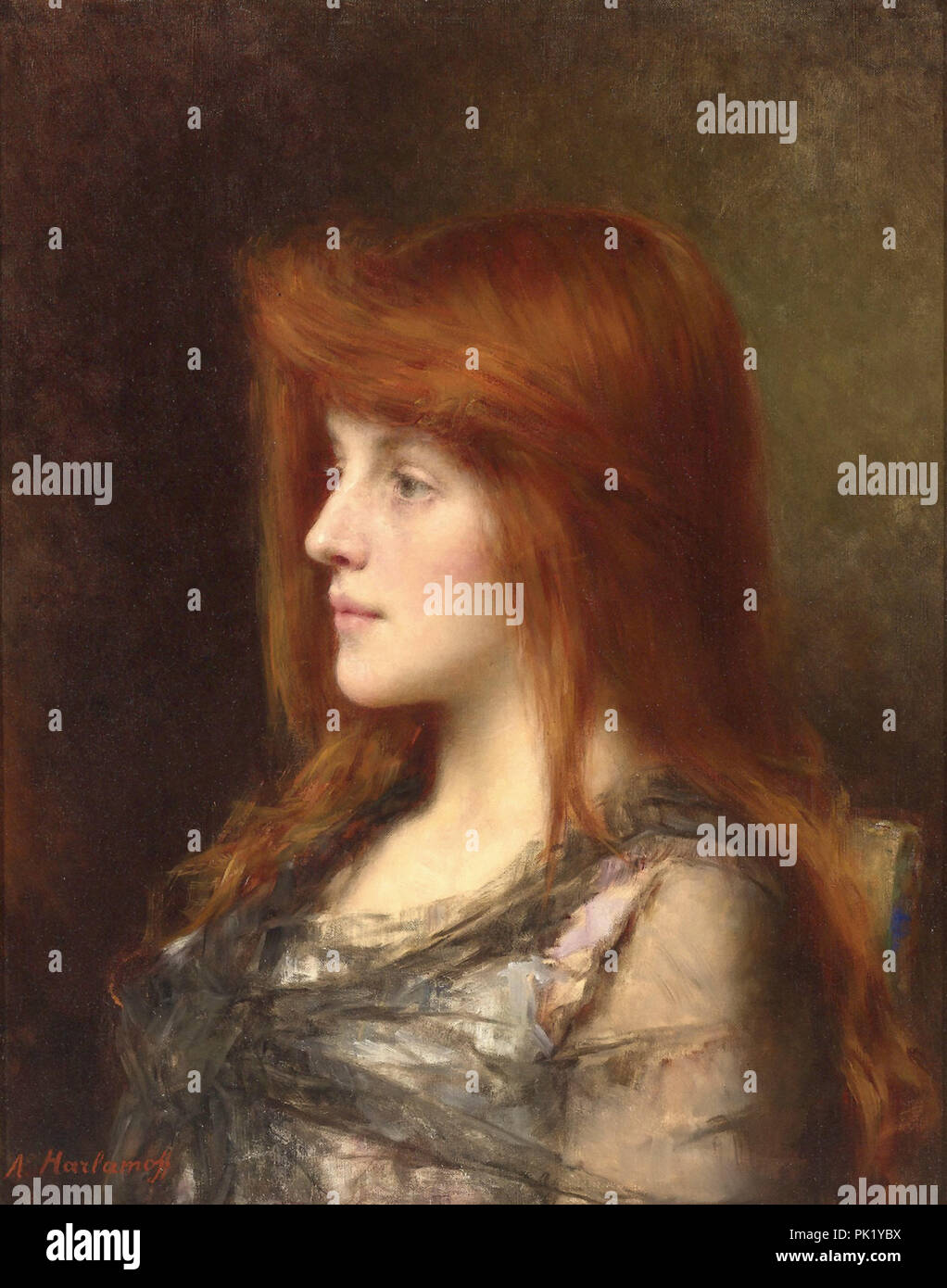 Harlamoff Alexei Alexeivich - Portrait of a Young Beauty Stock Photo ...