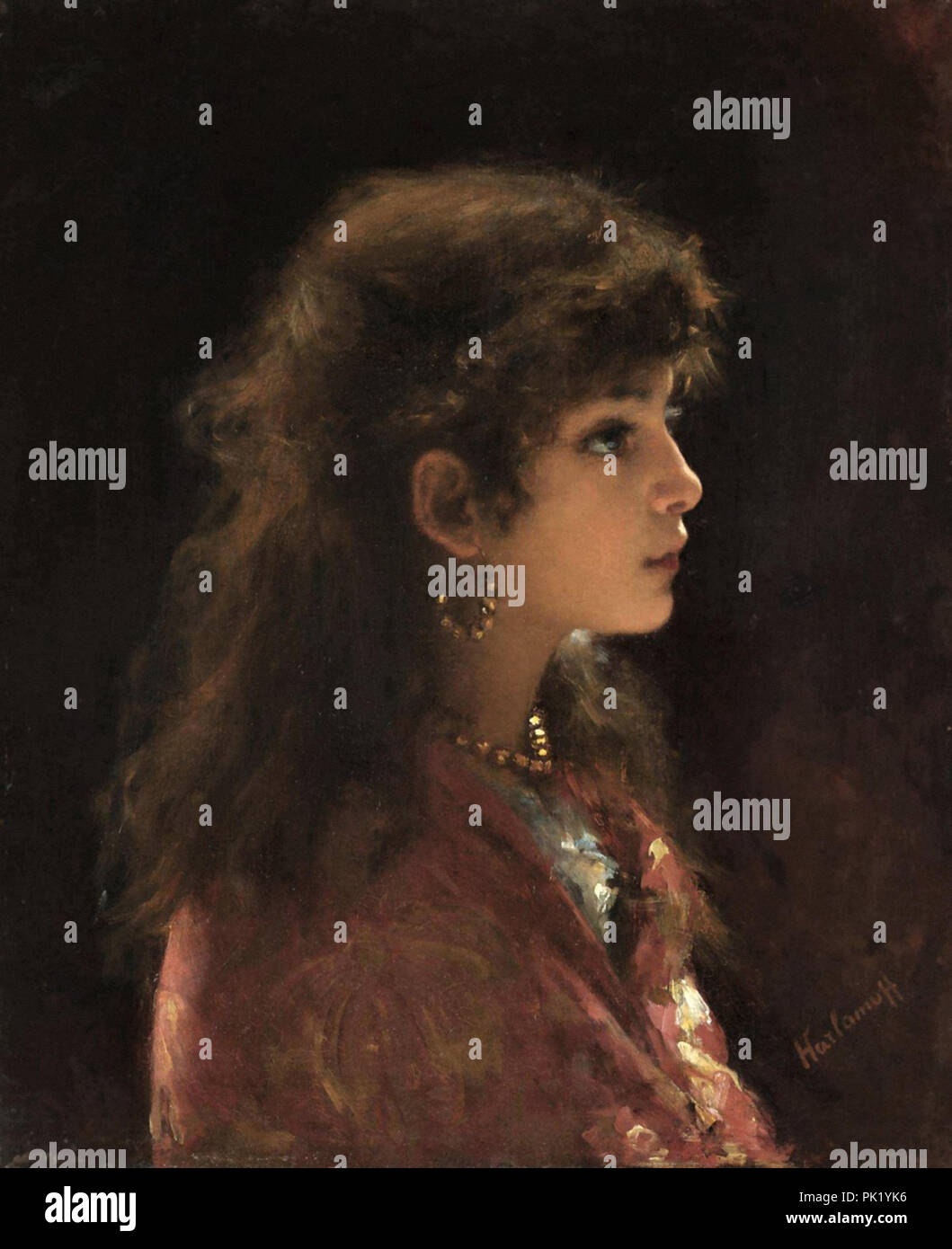 Harlamoff Alexei Alexeivich - Young Girl in Profile Stock Photo - Alamy