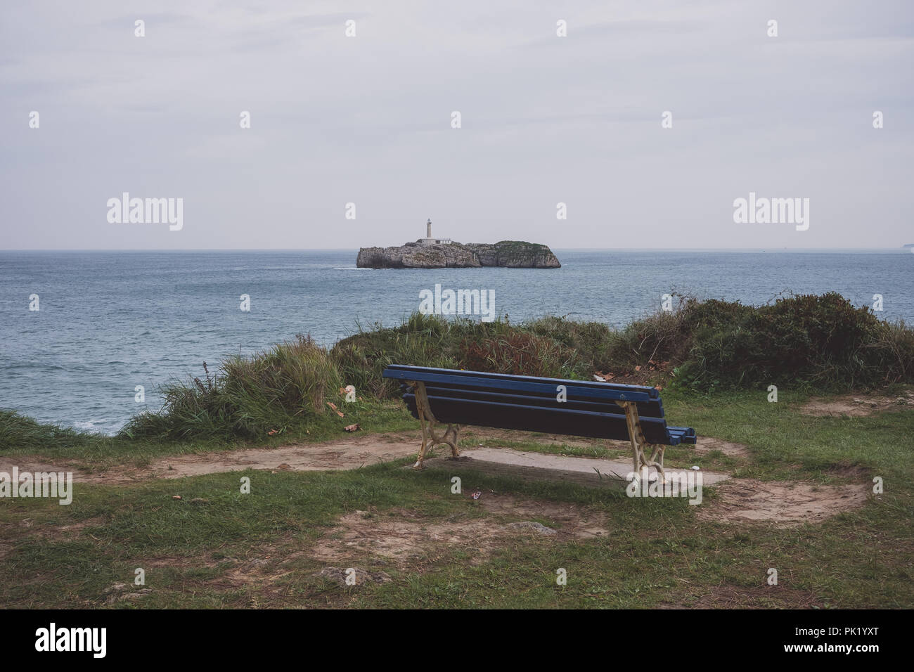 Mouro island and lighthouse, Santander, Cantabria, Spain Stock Photo ...