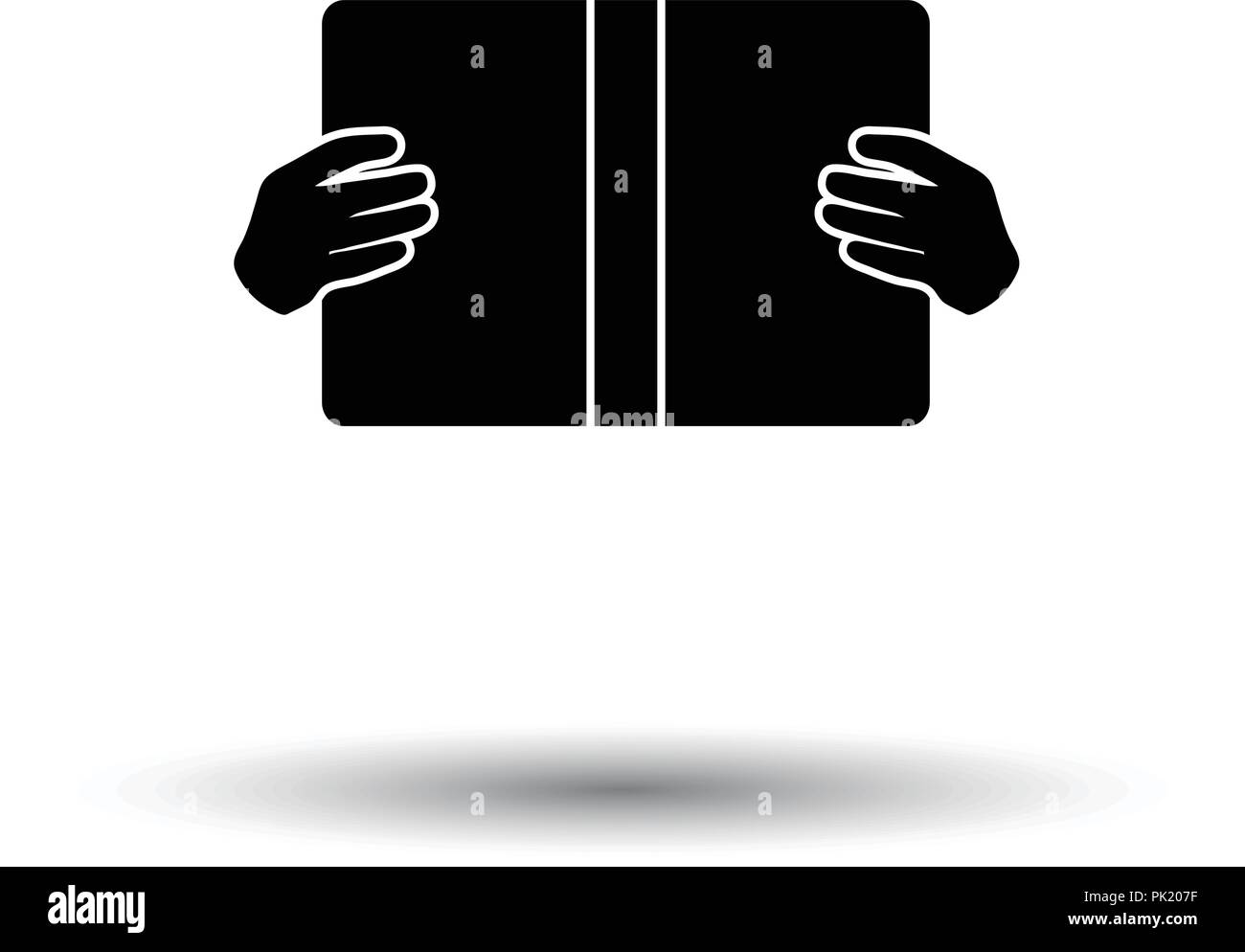 Boy reading book icon. White background with shadow design. Vector ...