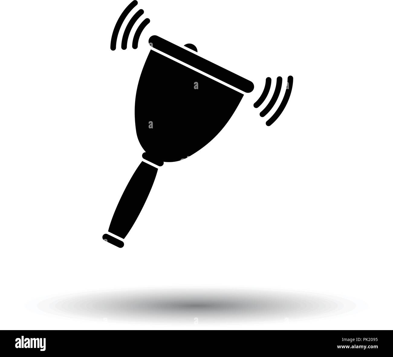 School hand bell icon. White background with shadow design. Vector ...