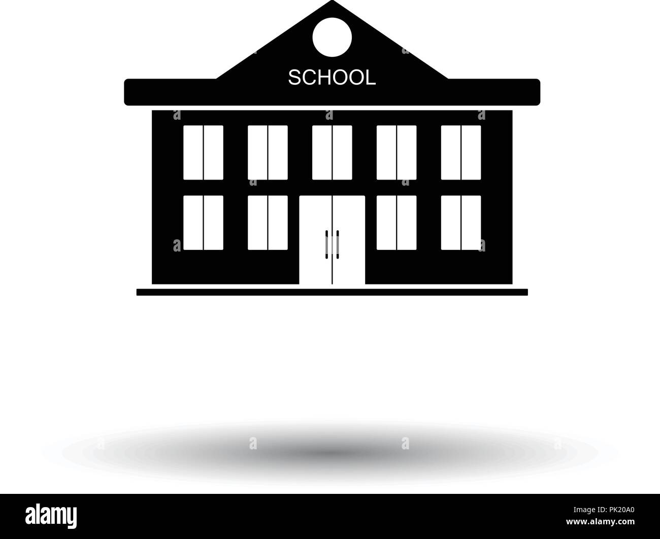 School building icon. White background with shadow design. Vector ...