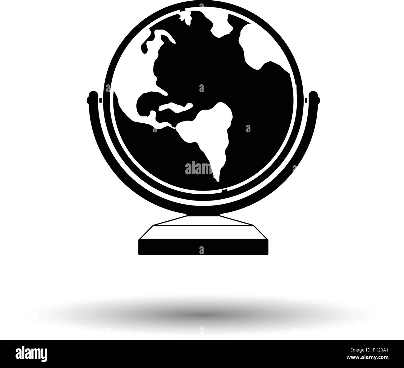 Globe icon. White background with shadow design. Vector illustration ...