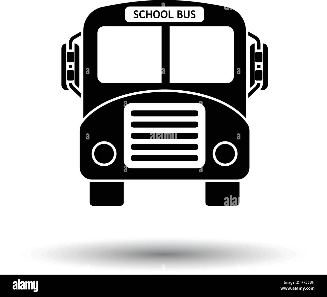School bus icon. White background with shadow design. Vector ...