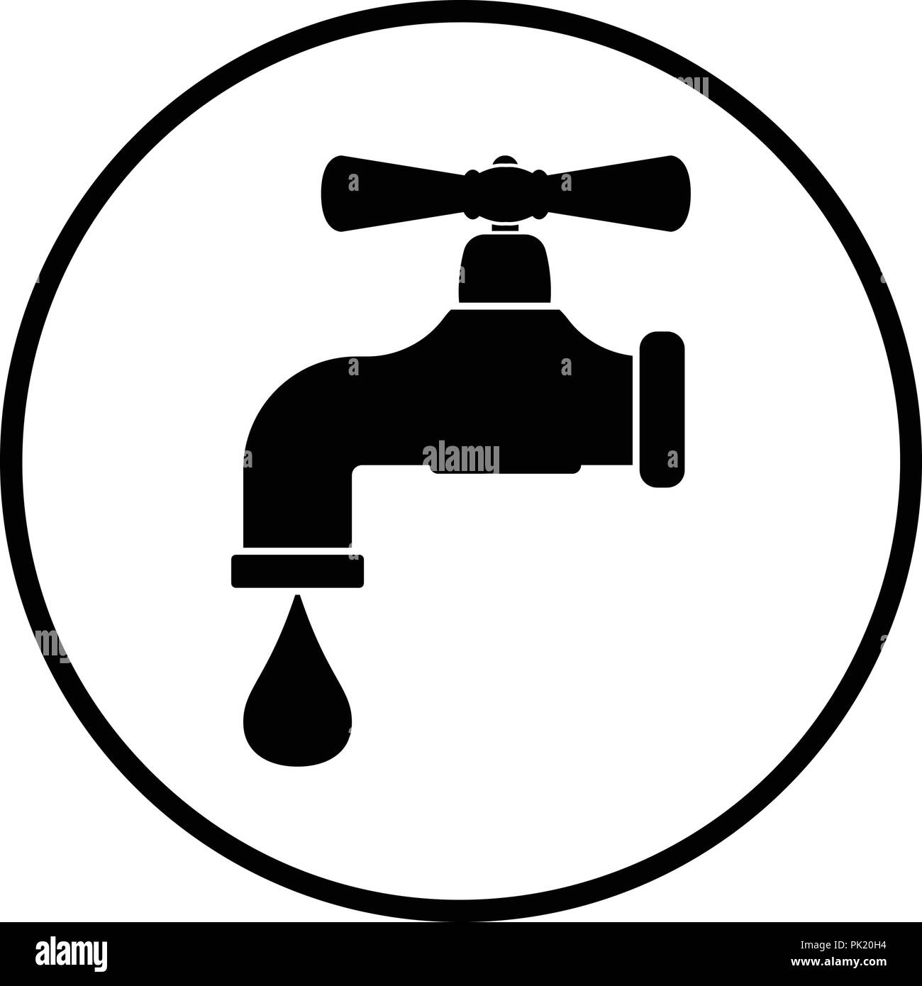 Icon of pipe with valve. Thin circle design. Vector illustration Stock ...