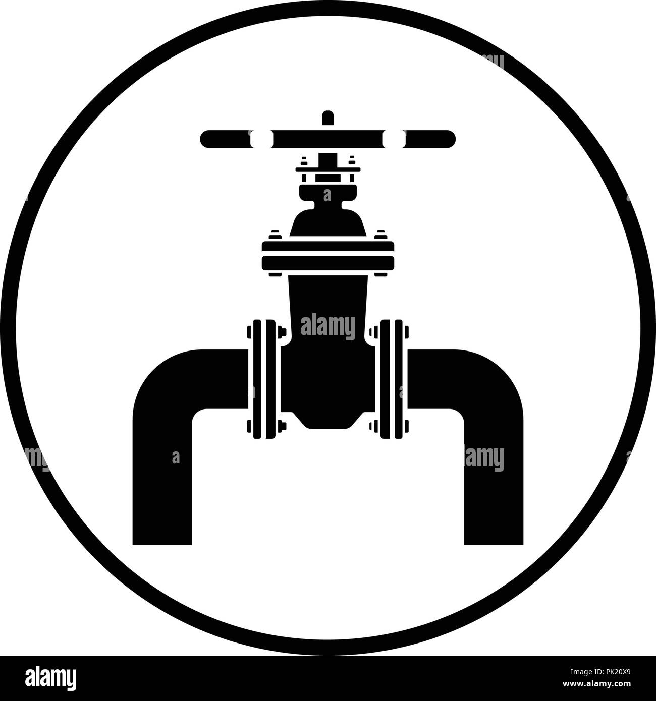 Icon of Pipe with valve. Thin circle design. Vector illustration Stock ...