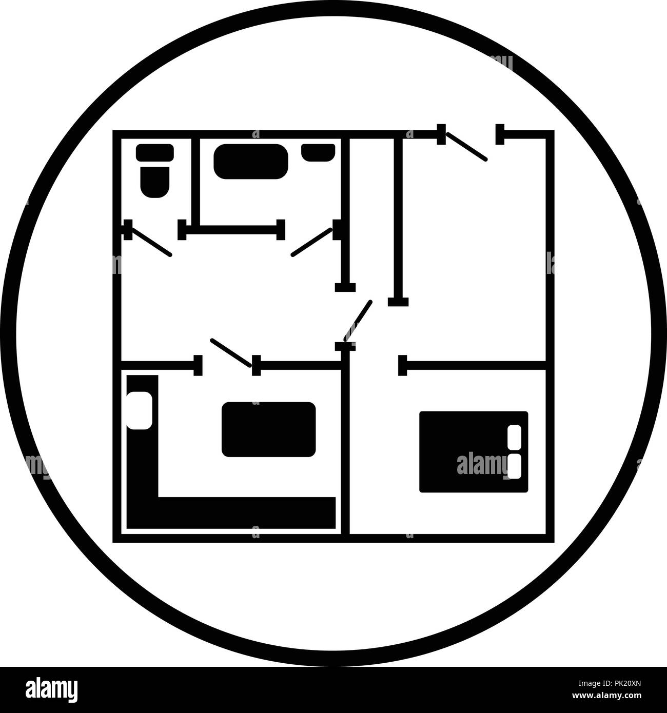 Icon of apartment plan. Thin circle design. Vector illustration Stock ...