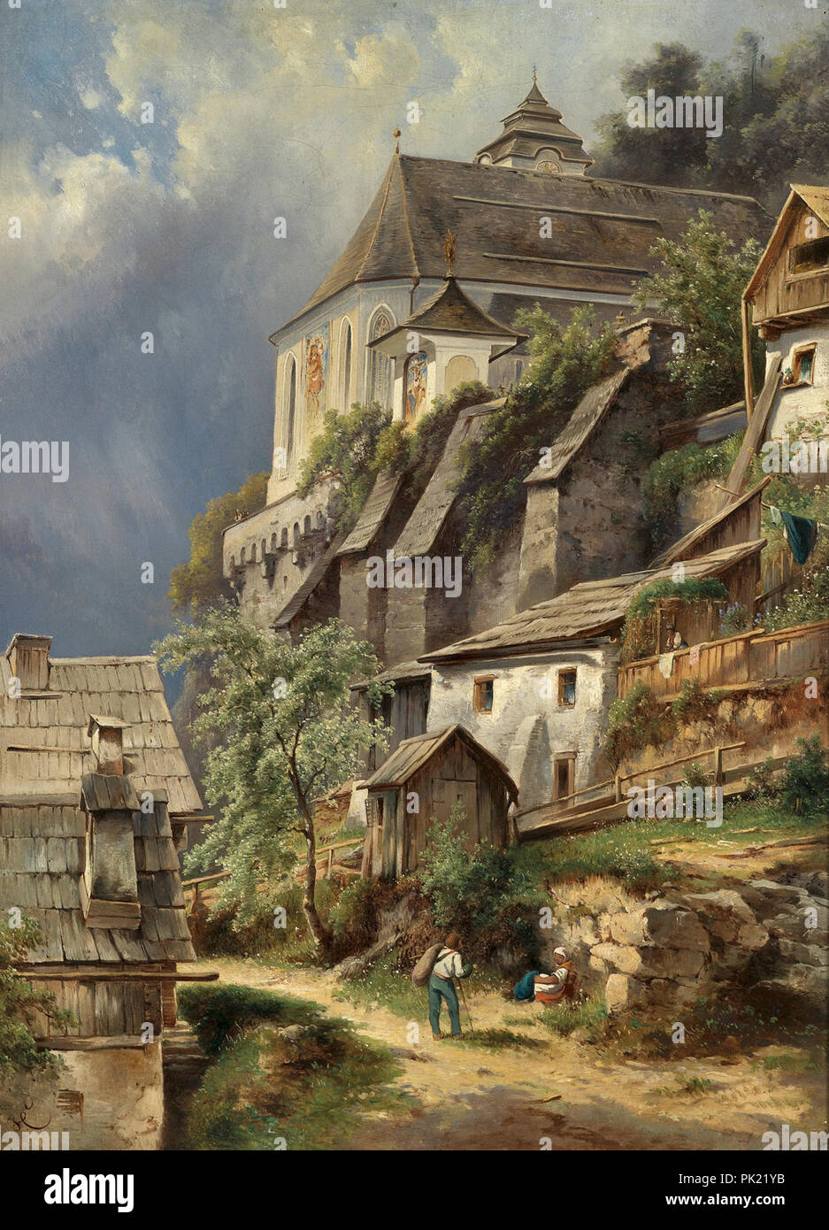 Haunold Carl Franz Emanuel - Scene from Hallstatt with a View of the ...