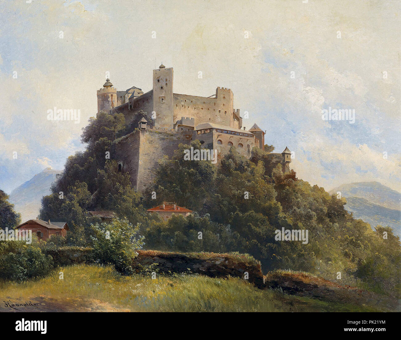 Haunold Carl Franz Emanuel - View of Hohensalzburg Castle Stock Photo ...