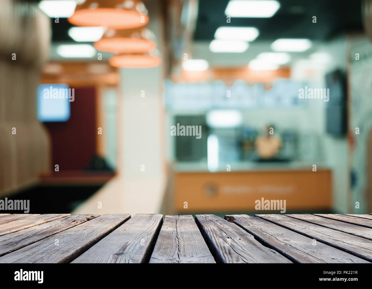 Coffee shop blur background with bokeh. Blurred interior background ...